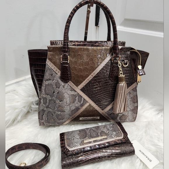 Brahmin | Bags | Brahmin Taupe Tempera Priscilla Croc Satchel Python ...